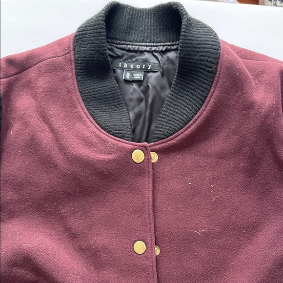 Theory | Jackets & Coats | Theory Womens Burgundy Varsity Jacket | Poshmark